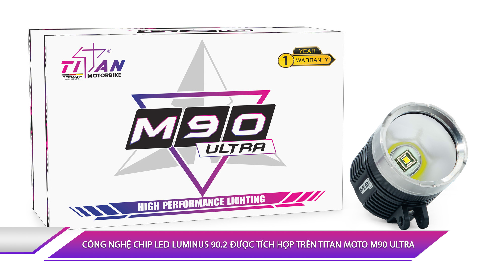 CÔNG NGHỆ CHIP LED LUMINUS 90.2 ĐƯỢC TÍCH HỢP TRÊN TITAN MOTO M90 ULTRA